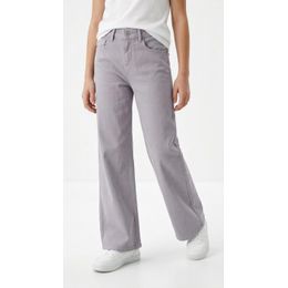 5-Pocket-Hose name it "NKFROSE WIDE TWI PANT 1115-TP NOOS", M&auml;dchen, Gr. 176, N-Gr, lavender gray, Twill, Obermaterial: 98% Baumwolle, 2% Elasthan, unifarben, weit lang, Hosen 5-Pocket-Hose, Baumwollmischung, regular fit, verstellbarer Bund