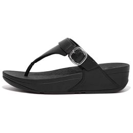Dianette fitflop "LULU", Damen, Gr. 39, schwarz, Rindsleder, unifarben, Schuhe Dianette, Sandale, Keilsandale mit weichem Zehensteg