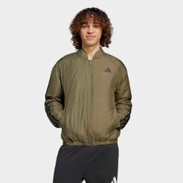 Bomberjacke adidas Sportswear "ESSENTIALS 3-STREIFEN INSULATED", Herren, Gr. S, gr&uuml;n (olive strata), Obermaterial: 100% Polyester, Jacken Bomberjacke