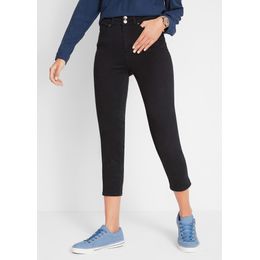Push-up-Jeans bonprix, Damen, Gr. 56, N-Gr, schwarz (schwarz denim), Obermaterial: 71% Baumwolle, 27% Polyester, 2% Elasthan, regular fit, Jeans Push-up-Jeans, Regular Fit, Mid Waist, 7/8-L&auml;nge, mit hohem Stretchanteil