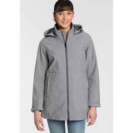 Parka Killtec "KOW 95 WMN SFTSHLL PRK", Damen, Gr. 42, grau (graumelange), Softshell, Obermaterial: 100% Polyester, unifarben, mit Klettverschluss, Jacken Parka