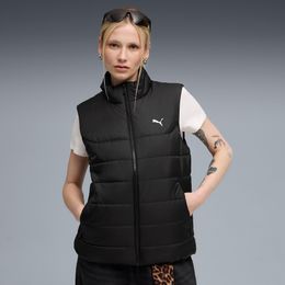 Winterjacke Puma "ESS PADDED VEST", Damen, Gr. M, schwarz (Puma schwarz), Taft, Obermaterial: 100% Polyester, unifarben, regular fit normal, Jacken Winterjacke, mit Stehkragen, wasserabweisendes Material, mit Eingrifftaschen