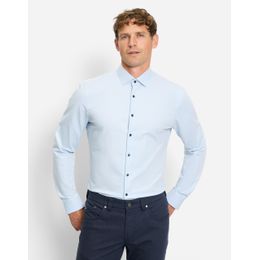 Businesshemd OLYMP "No. Six super slim", Herren, Gr. 38, N-Gr, blau (bleu), Jersey, Obermaterial: 64% Baumwolle, 27% Polyester, 9% Elasthan, Hemden Businesshemd, Jersey-Hemd
