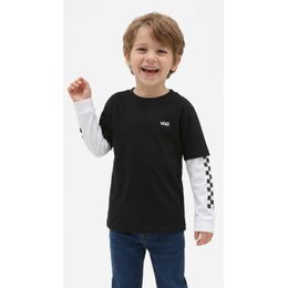 Langarmshirt Vans "LONG CHECK TWOFER", Jungen, Gr. XL (170/176), schwarz, wei&szlig;, Obermaterial: 100% Baumwolle, normal, Rundhals, Shirts Langarmshirt, Langarm, f&uuml;r sportliche Aktivit&auml;ten, sportlicher Stil