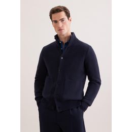 Strickjacke Seidensticker, Herren, Gr. M, blau (navy), 55% Wolle, 25% Modal, 20% Polyamid, unifarben, regular fit, Strickjacken Strickjacke, 1/1 Kragen