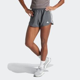 Shorts adidas Performance "PACER WVN HIGH", Damen, Gr. XL, L&auml;nge 5, grau (grau six, wei&szlig;), Obermaterial: 100% Polyester, Hosen Shorts, Woven Trainingsshorts mit hohem Bund