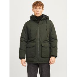 Jack & Jones Parka JACK & JONES "JJCONSTRUCT PARKA", Herren, Gr. S, gr&uuml;n (rosin), Web, Obermaterial: 100% Polyester, unifarben, normal, Rippb&uuml;ndchen, Jacken Parka