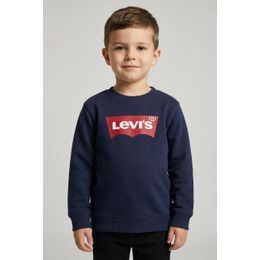 Sweatshirt LEVI'S KIDS "LVB LVB FRENCH TERRY BATWING", Jungen, Gr. 3M (62), blau (marineblaus), Sweatware, Obermaterial: 55% Baumwolle, 45% Polyester, bedruckt, regular fit normal, Rundhals, Rippb&uuml;ndchen, Sweatshirts Sweatshirt, BABY UNISEX