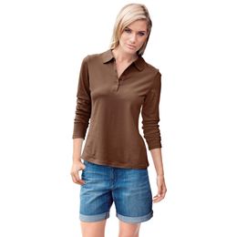 Poloshirt Heine "Poloshirt", Damen, Gr. 50, braun, 95% Baumwolle, 5% Elasthan, unifarben, Shirts Poloshirt