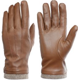 Lederhandschuhe Pearlwood, Damen, Gr. 7.5, caramel, Schafsleder, unifarben, Handschuhe Lederhandschuhe, Gummizug am Handgelenk, gef&uuml;ttert, Touchscreen-kompatibel