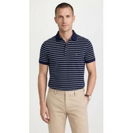 Poloshirt Tommy Hilfiger "1985 SLIM POLO", Herren, Gr. L, carbon navy, ivory petal, Piqu&eacute;, Obermaterial: 96% Baumwolle, 4% Elasthan, Shirts Poloshirt, Markenstickerei, aus Baumwoll-Piqu&eacute;