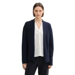 Cardigan Tom Tailor, Damen, Gr. S (36), blau (sky captain blau), Strick, Obermaterial: 52% Viskose, 27% Polyester, 21% Polyamid, unifarben, regular fit taillenbedeckt, ohne Ausschnitt, gerader Abschluss, Strickjacken Cardigan, mit LENZING&trade; ECOVERO&trade;