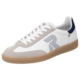 Sneaker RIEKER SPORT "San Diego Swing2GO", Herren, Gr. 45, grau (wei&szlig;, grau), Leder, Veloursleder, kontrastfarbene Details, Schuhe Sneaker, Retro-Sneaker aus der neuen Christoph Kramer Kollektion
