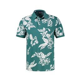 Poloshirt Lerros "Poloshirt mit floralem All-over-Print, grosse Gr&ouml;&szlig;en", Herren, Gr. 6XL, soft teal, 100% Baumwolle, ohne Ausschnitt, Shirts Poloshirt