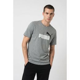T-Shirt Puma "GRAPHICS 2 COLOR NO. 1 LOGO TEE", Herren, Gr. S, grau (medium gray heather), Jersey, Obermaterial: 100% Baumwolle, unifarben, regular fit normal, Rundhals, Shirts T-Shirt, Regular Fit, Kurzarm, Rundhalsausschnitt