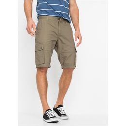 Cargobermudas bonprix, Herren, Gr. 52, N-Gr, oliv, Web, Obermaterial: 100% Baumwolle, regular fit, Hosen Cargobermudas, Cargo-Bermuda, aus Baumwolle, mit verstellbarer L&auml;nge, Regular Fit