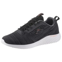 Slip-On Sneaker Skechers "BOUNDER", Herren, Gr. 42, grau (anthrazit), Synthetik, Textil, Schuhe Slip-On Sneaker, Slipper, Sommerschuh, Freizeitschuh mit leichter Laufsohle