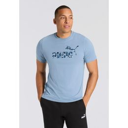 T-Shirt Puma "ESS CAMO TEE", Herren, Gr. L, blau (cool blau), Jersey, Obermaterial: 100% Baumwolle, tarnfarben, regular fit normal, Rundhals, Shirts T-Shirt, gerade Passform, Kurzarm, f&uuml;r Alltag und Freizeit, Topseller