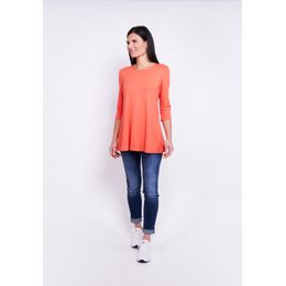 3/4-Arm-Shirt Seidel Moden, Damen, Gr. 34, orange (koralle), Obermaterial: 95% Viskose, 5% Elasthan, unifarben, normal h&uuml;ftbedeckend, Rundhals, eingesetzt abgesteppt, Shirts 3/4-Arm-Shirt, MADE IN GERMANY