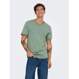 Only & Sons Rundhalsshirt ONLY & SONS "ONSBENNE LONGY SS TEE NF 7822 NOOS", Herren, Gr. L, gr&uuml;n (iceberg gr&uuml;n), Single Jersey, Obermaterial: 100% Baumwolle, unifarben, oversize lang, Rundhals, Shirts Rundhalsshirt