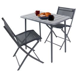 Garten-Essgruppe Vcm "3 tlg. Bistroset Balkonset Gartenset Metall Sumila", schwarz, B:80cm T:55cm, Obermaterial: 80% Textilmaterial TEXMAT. 20% Metall MT., Sitzm&ouml;bel-Sets, Garten-Essgruppe