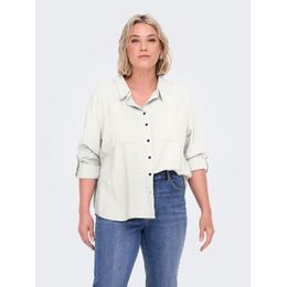 Langarmbluse Only CARMAKOMA "CARYASMIN-CARO L/S LINEN SHIRT PNT", Damen, Gr. 44, wei&szlig; (cloud dancer), Web, Obermaterial: 55% Leinen, 45% Viskose, unifarben, relaxed fit, Blusen Langarmbluse