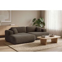 Ecksofa OTTO HOME "VEEVIA L-Form, Schlafsofa, Verl&auml;ssliche Qualit&auml;t, Breite 256cm", braun, B:256cm H:76cm T:161cm, 100% Polyester, Sofas, Ecksofa, mit Bettkasten, belastbar bis 480kg, inklusive R&uuml;cken- und Zierkissen