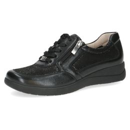 Keilsneaker Caprice, Damen, Gr. 37, schwarz, Leder, Textil, Schuhe Keilsneaker, Freizeitschuh, Halbschuh, Schn&uuml;rschuh, Logoemblem, Weite H