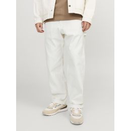 Jack & Jones Cargohose JACK & JONES "JPSTEDDIE CARPENTER PANTS NOOS", Herren, Gr. 31, L&auml;nge 30, gr&uuml;n (jet stream), Web, Obermaterial: 100% Baumwolle, unifarben, loose fit kn&ouml;chellang, Hosen Cargohose