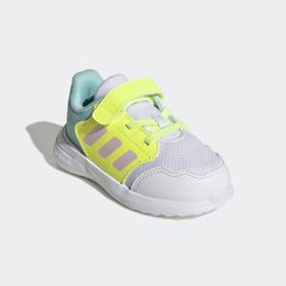 Klettschuh adidas Sportswear "TENSAUR RUN 3.0 KIDS", M&auml;dchen, Gr. 23, gelb (cloud wei&szlig;, clear pink, hi, res gelb), Synthetik, Textil, Schuhe Klettschuh, f&uuml;r Kinder, mit Klettverschluss