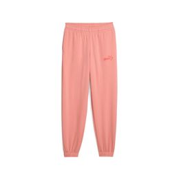 Trainingshose Puma "FLAMING LOVE SWEATPANTS TR G", M&auml;dchen, Gr. 140, N-Gr, pink (pink fruit), Sweatware, Obermaterial: 68% Baumwolle, 32% Polyester, bedruckt, regular fit normal, Hosen Trainingshose, sportlicher Stil, f&uuml;r Jugendliche, aus Baumwollmischung