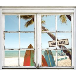 Wandsticker queence "Surf Area Beach", bunt, B:40cm H:60cm T:0,1cm, Wandtattoos, Wandsticker, Wandsticker, Wandbild, selbstklebend, Surfer