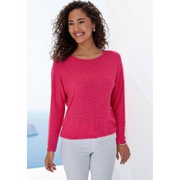 Langarmshirt Vivance "aus strukturierter Strickqualit&auml;t", Damen, Gr. 48/50, koralle, creme, Strick, Obermaterial: 68% Viskose (LENZING&trade; ECOVERO&trade;), 30% Polyester, 2% Elasthan, gemustert, figurumspielend, Rundhals, Shirts Langarmshirt, mit Gummizug im Bund, Topseller