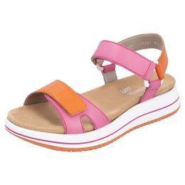 Riemchensandale Remonte "Elisabeth Hurley-Collection", Damen, Gr. 37, pink (pink, orange), Leder, Schuhe Riemchensandale, Keilabsatz, Klettschuh, Sandalette mit Plateausohle