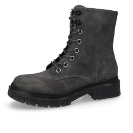 Schn&uuml;rboots Dockers by Gerli, Damen, Gr. 40, dunkelgrau, schwarz, Nubuklederimitat, Schuhe Schn&uuml;rboots, Biker Boots mit Rei&szlig;verschluss