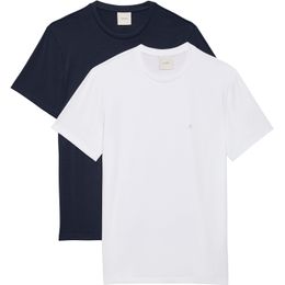 T-Shirt Calvin Klein "2 Pack SS STRETCH COTTON SLIM TEE", Herren, Gr. XL, hellwei&szlig;, schwarz sapphire, Single Jersey, Obermaterial: 95% Baumwolle, 5% Elasthan, unifarben, slim fit normal, Rundhals, eingesetzt abgesteppte Kante, Shirts T-Shirt, Rundhalsausschnitt, slim fit