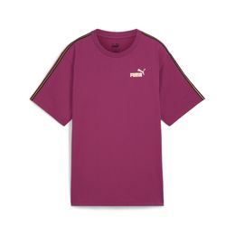 T-Shirt Puma "ESS TAPE MINIMAL GOLD TEE", Damen, Gr. M, lila (magenta gleam), Jersey, Obermaterial: 100% Baumwolle, unifarben, relaxed fit normal, Rundhals, Shirts T-Shirt, Relaxed Fit, sportlicher Stil, Rundhalsausschnitt, aus Baumwolle