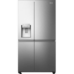 HISENSE Side-by-Side "RS818N4T", Energieeffizienz: C, silber (inox), Linksanschlag, K&uuml;hlschr&auml;nke, MetalCooling, No Frost Plus, mit Wassertank, Wifi, Side-by-Side, Topseller