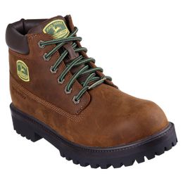 Schn&uuml;rstiefel Skechers "SERGEANTS JOHN DEERE-DOZER", Herren, Gr. 43, braun, gr&uuml;n, Leder, kontrastfarbene Details, Schuhe Schn&uuml;rstiefel, Boots mit John Deere Collaboration