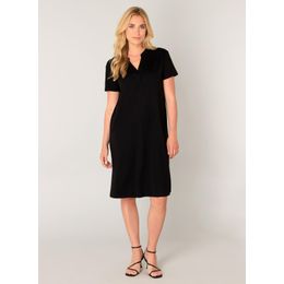 Sommerkleid Base Level "YEN", Damen, Gr. 42, N-Gr, schwarz, Web, Obermaterial: 65% Viskose, 30% Nylon, 5% Elasthan, unifarben, gerade knielang, tiefer V-Ausschnitt, Kleider Sommerkleid, mit Bindeg&uuml;rtel