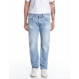 Straight-Jeans Replay "DERYCK", Herren, Gr. 30, L&auml;nge 34, blau (light blau), Denim/Jeans, Obermaterial: 100% Baumwolle, straight fit normal, Jeans Straight-Jeans