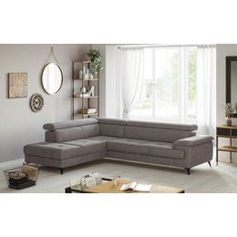 Ecksofa COTTA "Astra L-Form, B: 286 cm", dunkelgrau, B:286cm T:236cm, 100% Polyester (PES), Sofas, Ecksofa, mit Kopfteilverstellung, optional Bettfunktion & Bettkasten