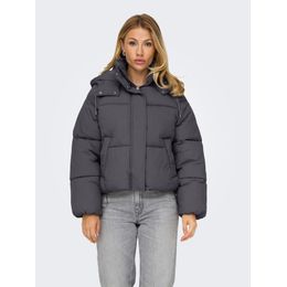 Steppjacke Only "ONLHOPE SHORT PUFFER JACKET CC OTW", Damen, Gr. XS, schwarzened pearl, Web, Obermaterial: 100% Nylon, unifarben, regular fit kurz, elastischer Bund, Jacken Steppjacke