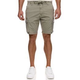 Chinoshorts INDICODE "INWebs", Herren, Gr. S, N-Gr, grau (stone), Web, Obermaterial: 98% Baumwolle, 2% Elasthan, unifarben, regular fit knielang, Hosen Chinoshorts