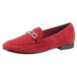 Loafer MARCO TOZZI by GMK, Damen, Gr. 37, rot, Veloursleder, unifarben, Schuhe Loafer, Blockabsatz, Slipper, Businessschuh mit Feel Me-Ausstattung