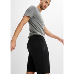Sweatbermudas bonprix, Herren, Gr. 52/54, N-Gr, schwarz, Sweatware, Obermaterial: 60% Baumwolle, 40% Polyester, regular fit, Hosen Sweatbermudas, aus Baumwolle und Polyester, mit Rei&szlig;verschluss-Taschen, regular fit