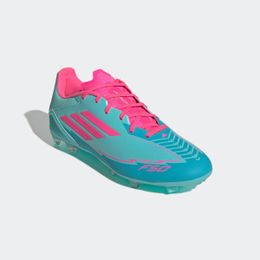 Fu&szlig;ballschuh adidas Performance "F50 LEAGUE MESSI FG/MG", Gr. 44,5, rosa (flash aqua, lucid pink, lucid cyan), Synthetik, Textil, Schuhe Fu&szlig;ballschuh, f&uuml;r Rasenpl&auml;tze