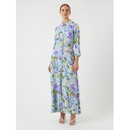 Hemdblusenkleid Y.A.S "YASSAVANNA LONG SHIRT DRESS", Damen, Gr. XS (34), N-Gr, transparent (clear sky aop:alicca), Web, Obermaterial: 100% Viskose, bedruckt, relaxed fit lang, Kleider Hemdblusenkleid, Sommerkleid, mit 3/4 &Auml;rmel