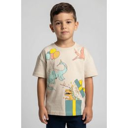 T-Shirt Blue Seven, Jungen, Gr. 104, kiesel, Single Jersey, Obermaterial: 100% Baumwolle, bedruckt, unifarben, Basic normal, Rundhals, Shirts T-Shirt, Basic-Stil, bequeme Passform, bedruckte und unifarbene Optik