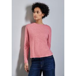 Strickpullover Street One, Damen, Gr. 46, rosa (sugar coral meliert), Strick, Obermaterial: 33% Polyester, 31% Polyacryl, 24% Baumwolle, 12% Polyamid, meliert, regular fit taillenbedeckt, U-Boot-Ausschnitt, Pullover Strickpullover, mit Seitlichen Schlitzen